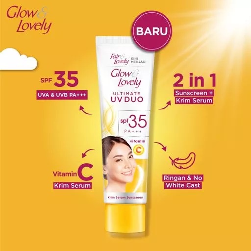 Jual Glow & Lovely Ultimate UV Duo Krim Vit C 20ml - 40ml SPF 35 PA+++ // Fair & Lovely | Shopee ...
