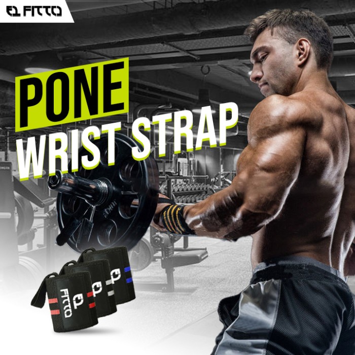 Jual FITTO PONE Wrist Wrap Support Pergelangan Weight Fitness Black+1 ...