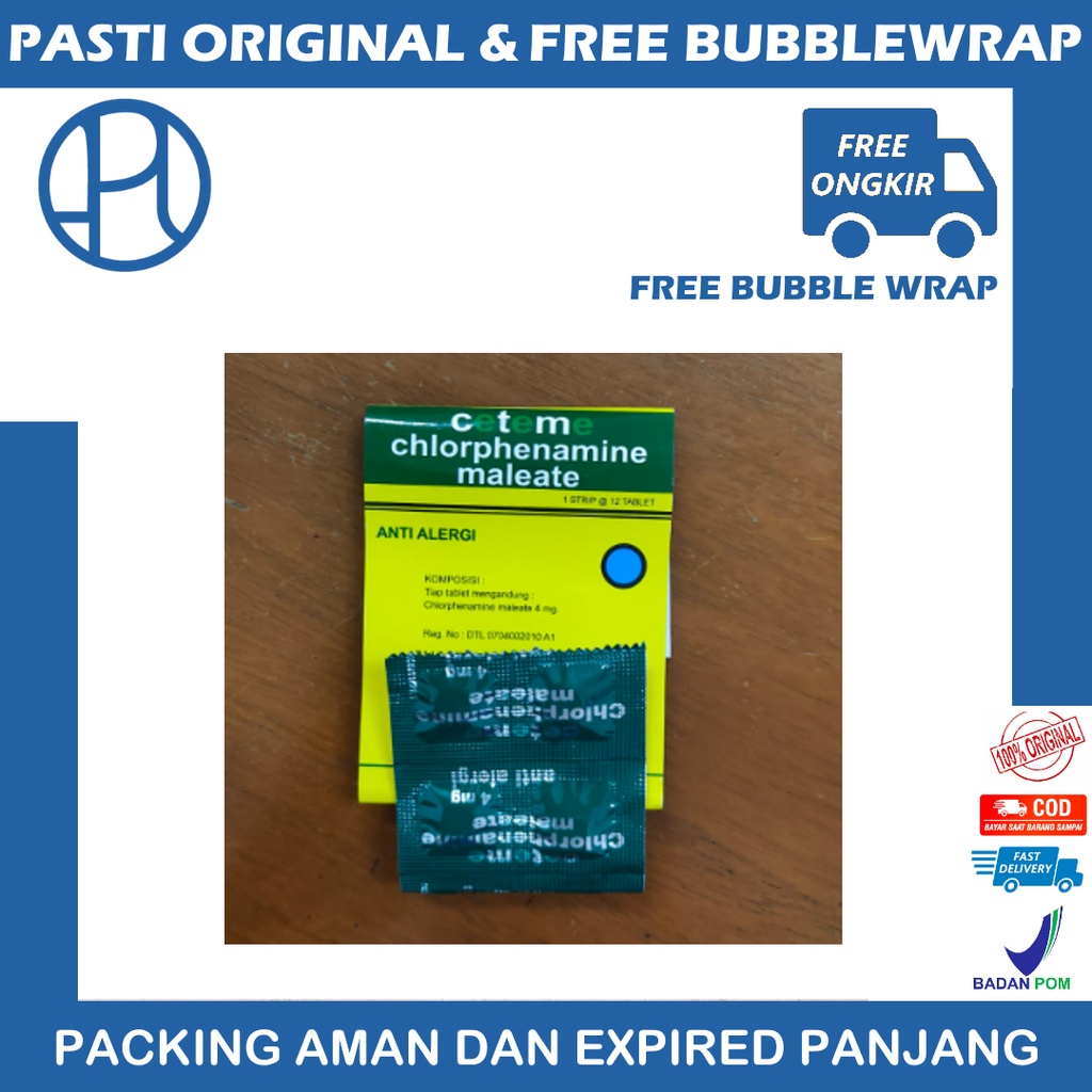 Jual CTM CETEME PER STRIP ISI 12 OBAT ALERGI GATAL BERSIN | Shopee ...