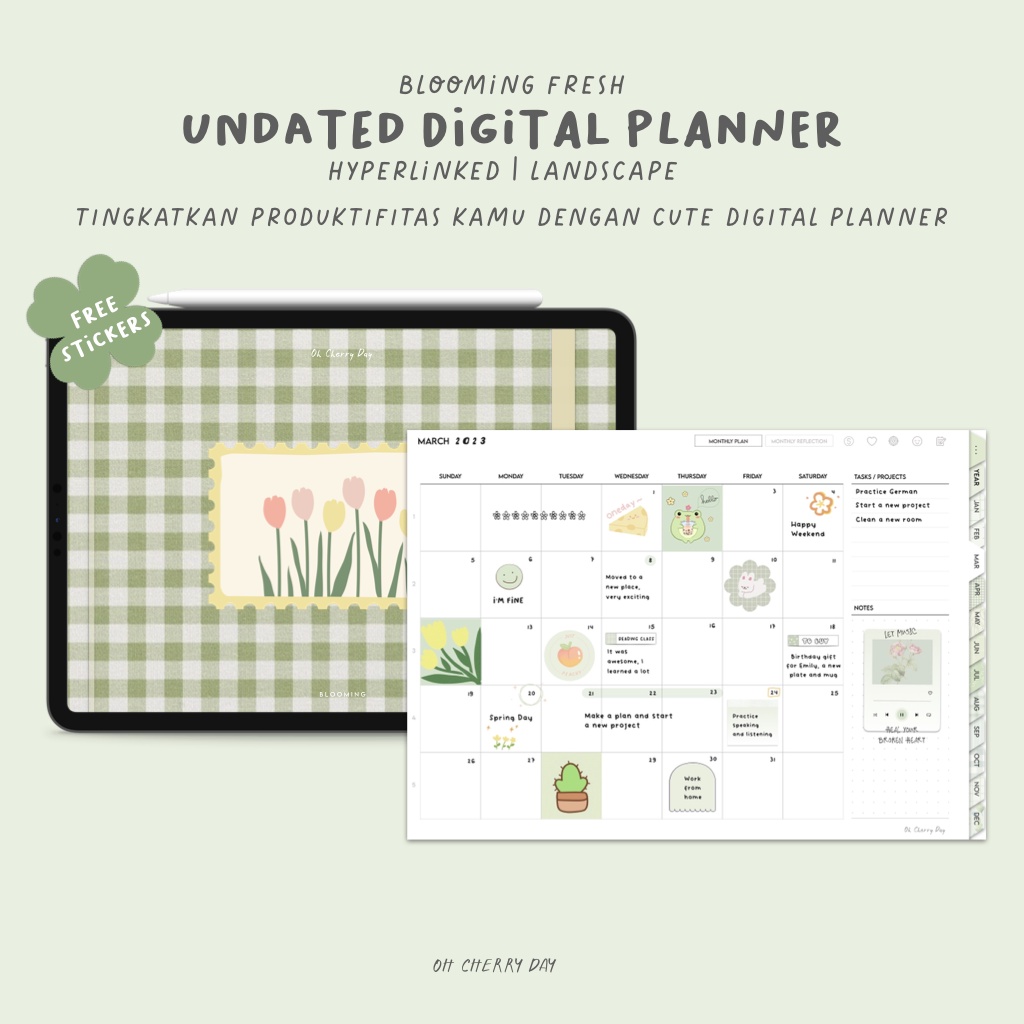 Jual Undated Green Digital Planner untuk iPad/Tablet Digital Bujo ...