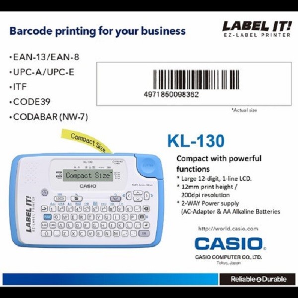 Jual Casio KL 130 mesin label printer original casio label printer | Shopee Indonesia