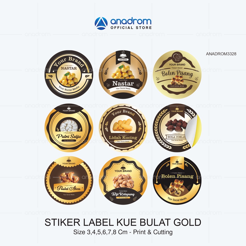Jual Stiker Label Kue Bulat Gold | Sticker Label Kue Kering | Anadrom ...