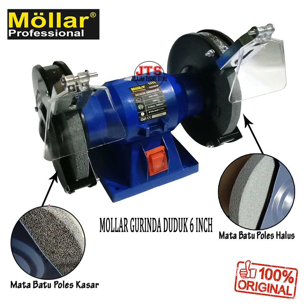 Jual MOLLAR 6 Inch Gurinda Duduk 150 Watt Bench Grinder Body Kecil ...