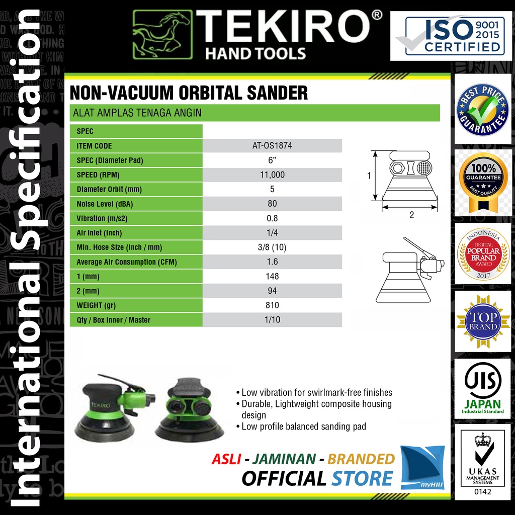 Jual Mesin Amplas Bulat 5 ~ 6" inch Pengamplas Tenaga Angin Alat Poles ...