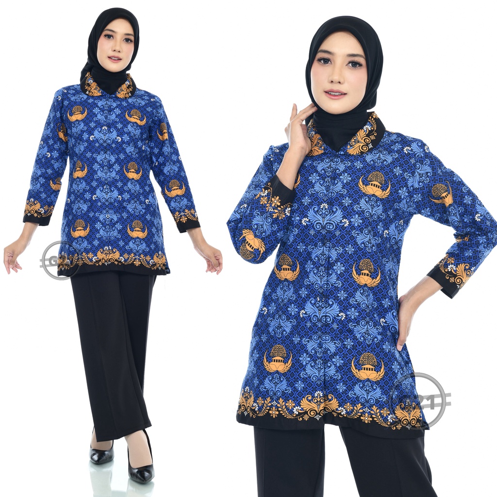 Jual Baju Korpri Terbaru 2022 Wanita Pakai Furing Bahan Katun Lengan Panjang Seragam Batik ...