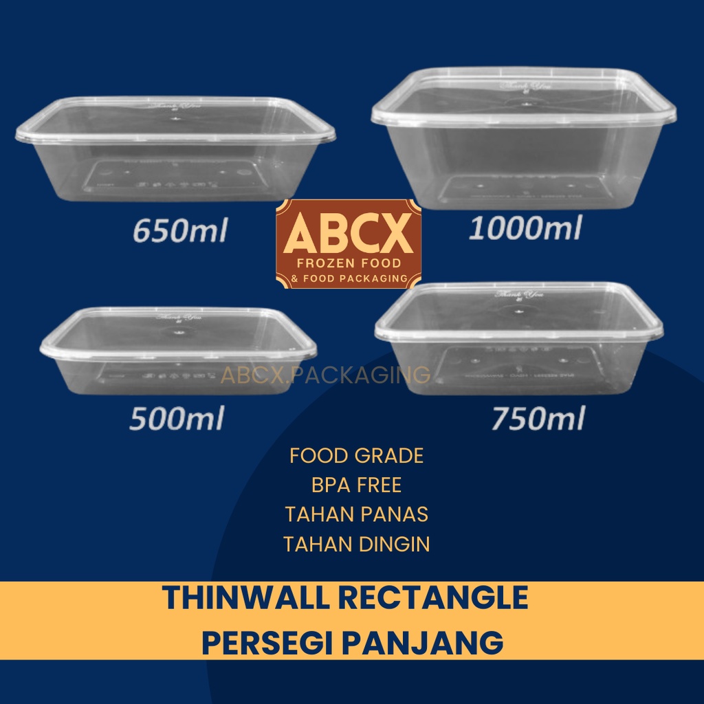 Jual Kotak Plastik Persegi Panjang 750ml | Thinwall Rectangle 750ml ...