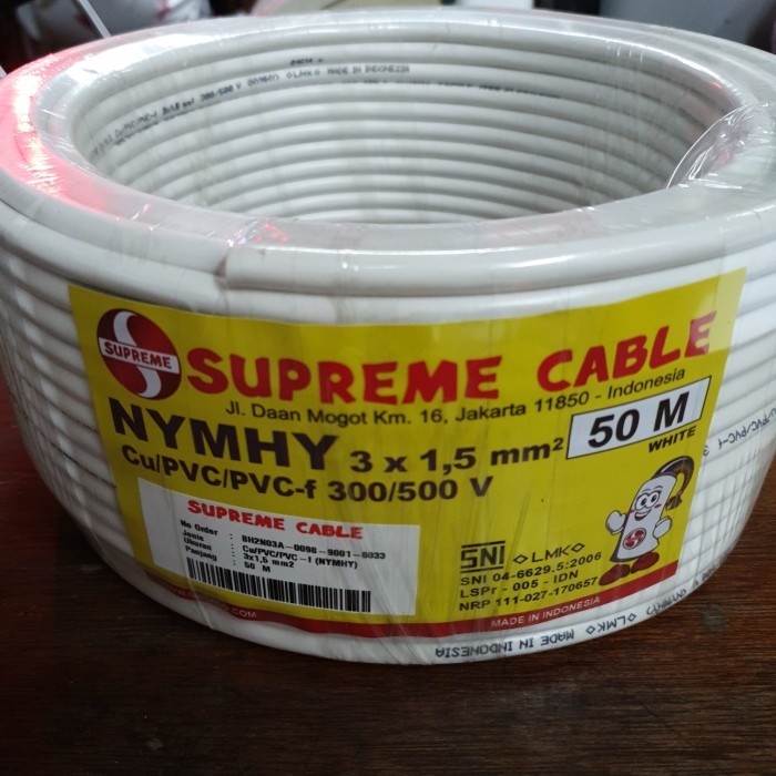 Jual Kabel Serabut Nymhy 3 X 1,5 Mm Putih Potongan Harga Per Mtr - Supreme | Shopee Indonesia