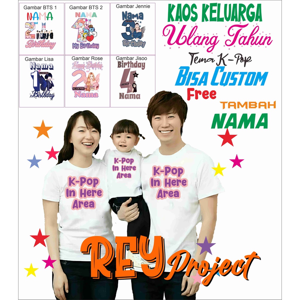 Jual Baju Kaos K-Pop Ulang Tahun Keluarga Anak Pacar Custom Baju kaos ...