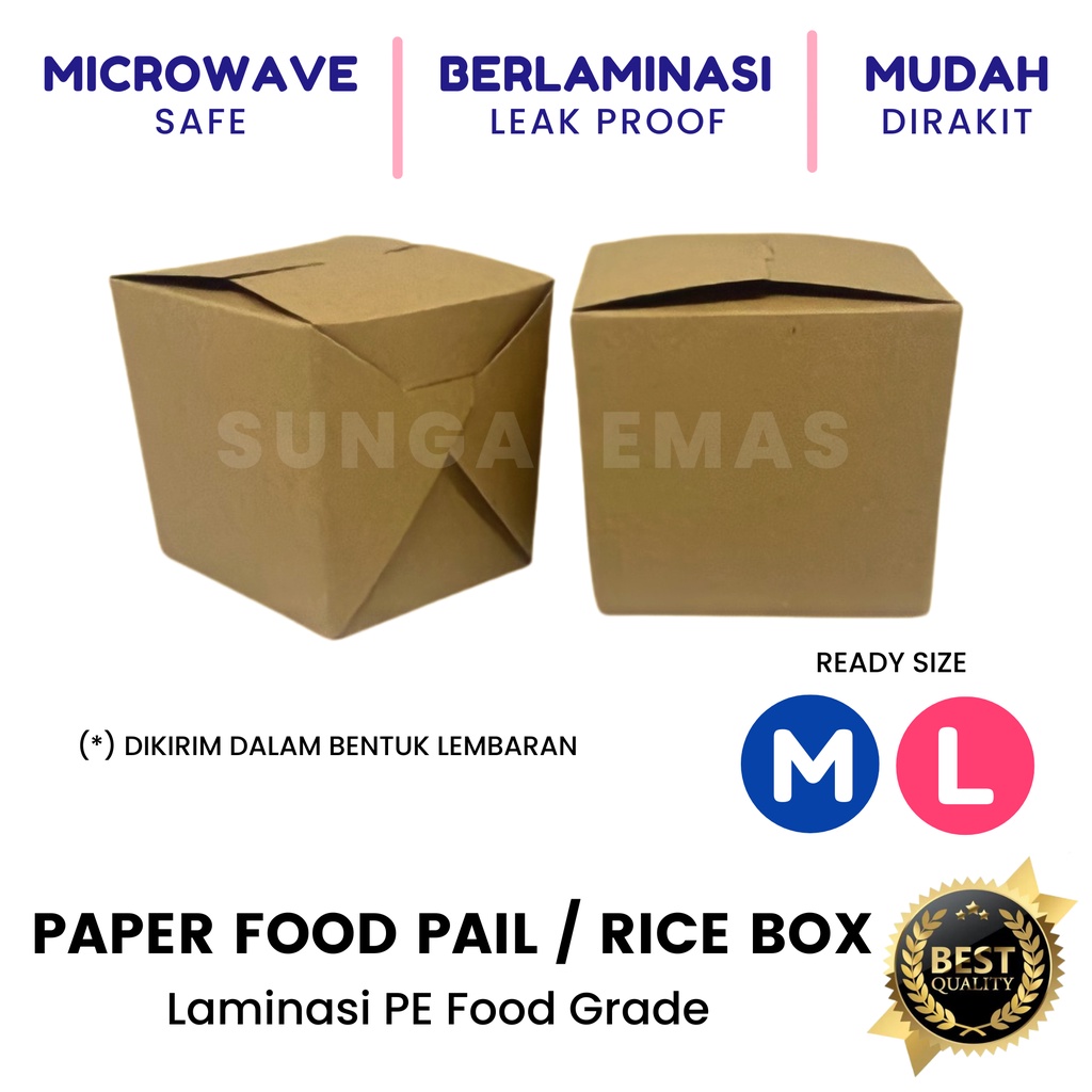 Jual Food Pail Kraft Laminasi Size Large / Paper Rice Box / Kemasan ...