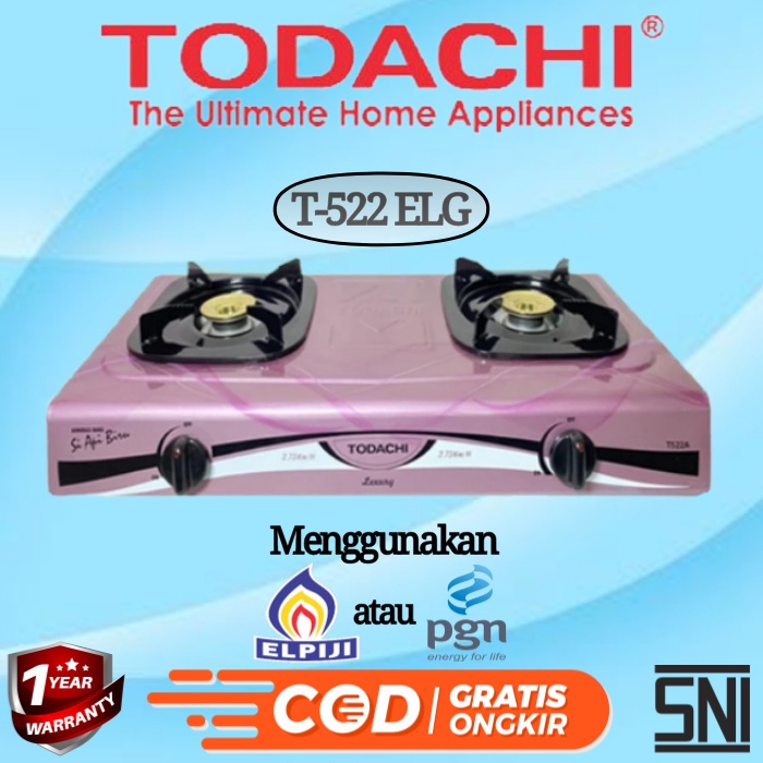 Jual KOMPOR GAS 2 TUNGKU TODACHI T-522 ELG ( LPG / GAS ALAM - LNG ) | Shopee Indonesia
