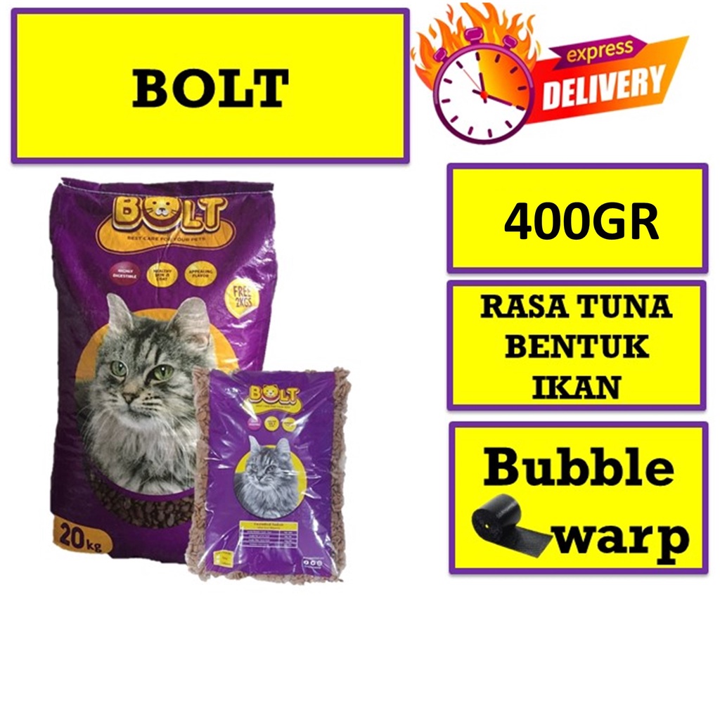 Jual Cat_DogPetfood | Makanan kucing Bolt ikan 400gr repack | bolt ikan ...