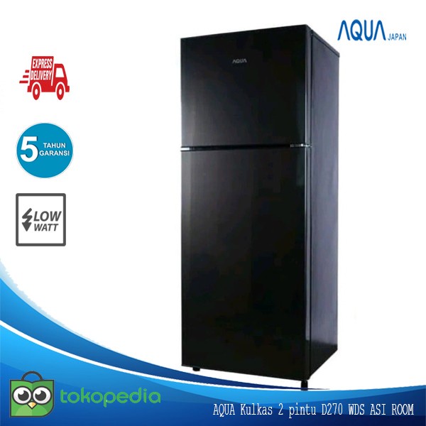 Jual AQUA KULKAS 2 PINTU 220 LITER AQR D270 WDS ASI ROOM TANPA BUNGA ES ...
