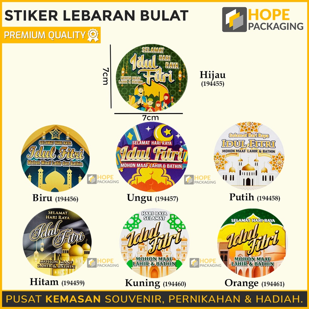 Jual [1 Lembar Isi 9 Stiker] Stiker Lebaran Bulat Idul Fitri/ Stiker ...