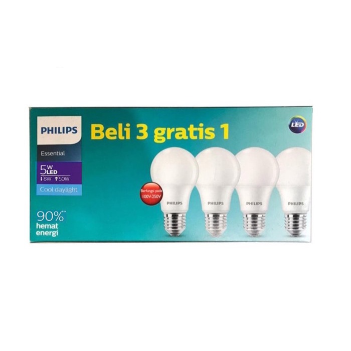 Jual Lampu Philips LED Essential Multipack 5W - 7W - 9W - 11W Beli 3 gratis 1 | Shopee Indonesia