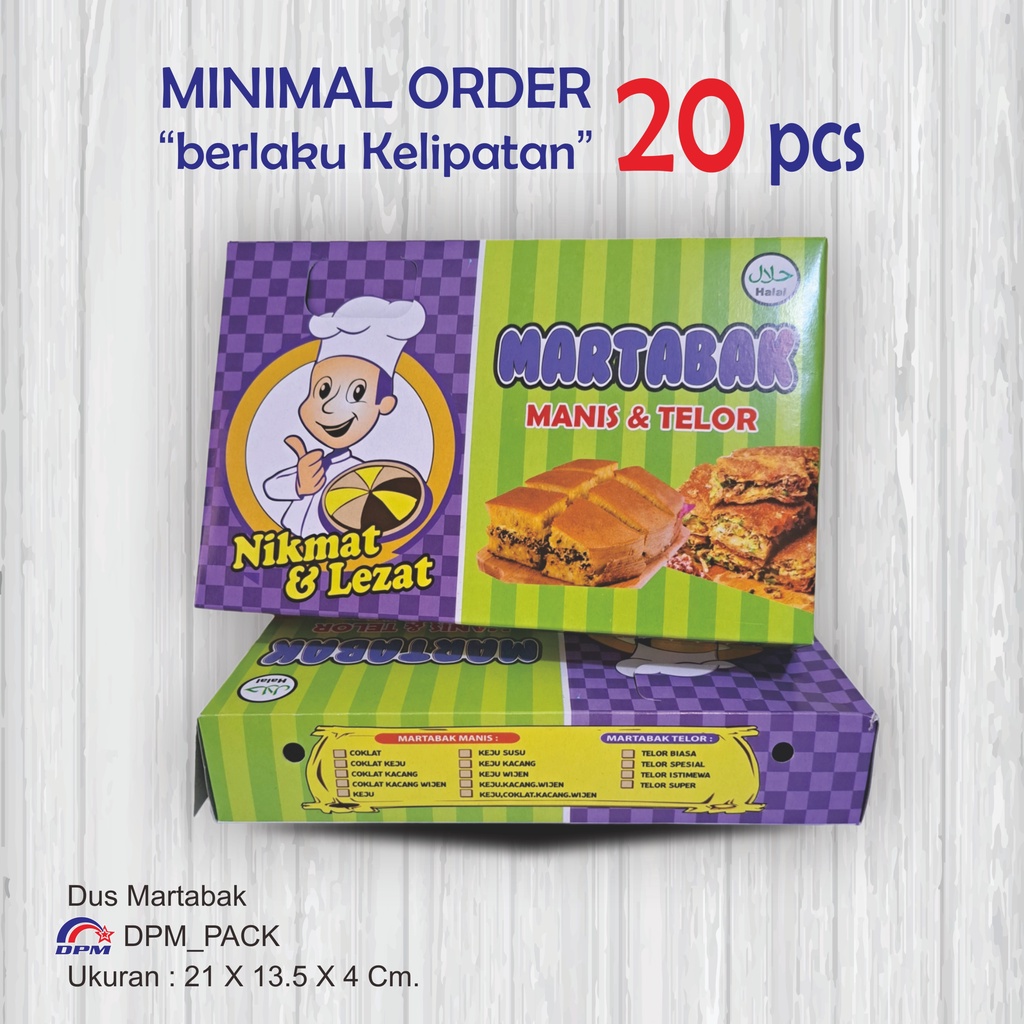 Jual BOX MARTABAK 310 gsm DUS SNACK /DUS KUE DUS MARTABAK MANIS DAN ...