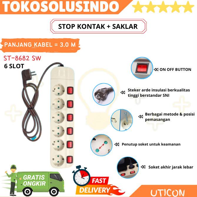 Jual Colokan / Stop Kontak UTICON dengan Individual Switch / Saklar ON ...