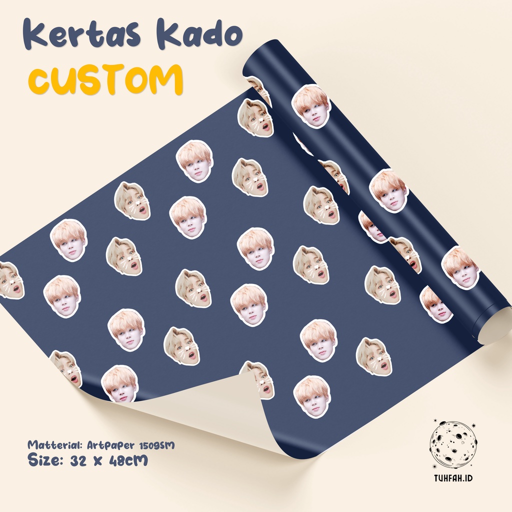 Jual KERTAS KADO CUSTOM SAMPUL WRAPPING PAPER KERTAS KADO WAJAH BTS ...