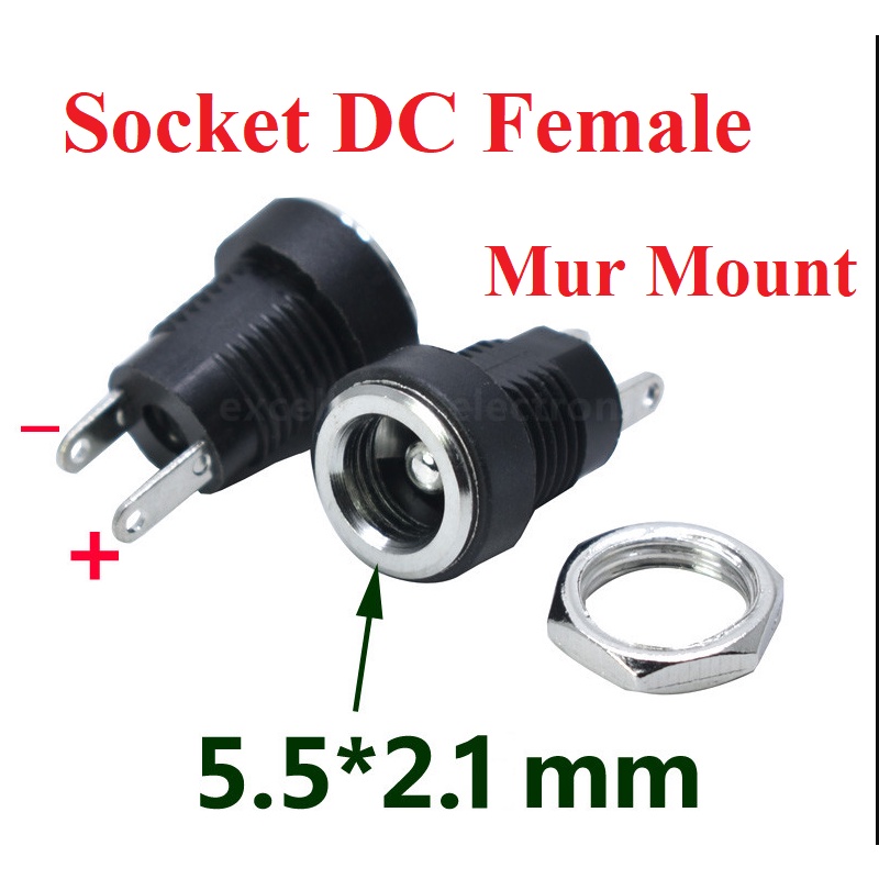 Jual Soket Konektor DC Mur 2.1x5.5mm Panel Mount Female Socket Plug in Jack | Shopee Indonesia