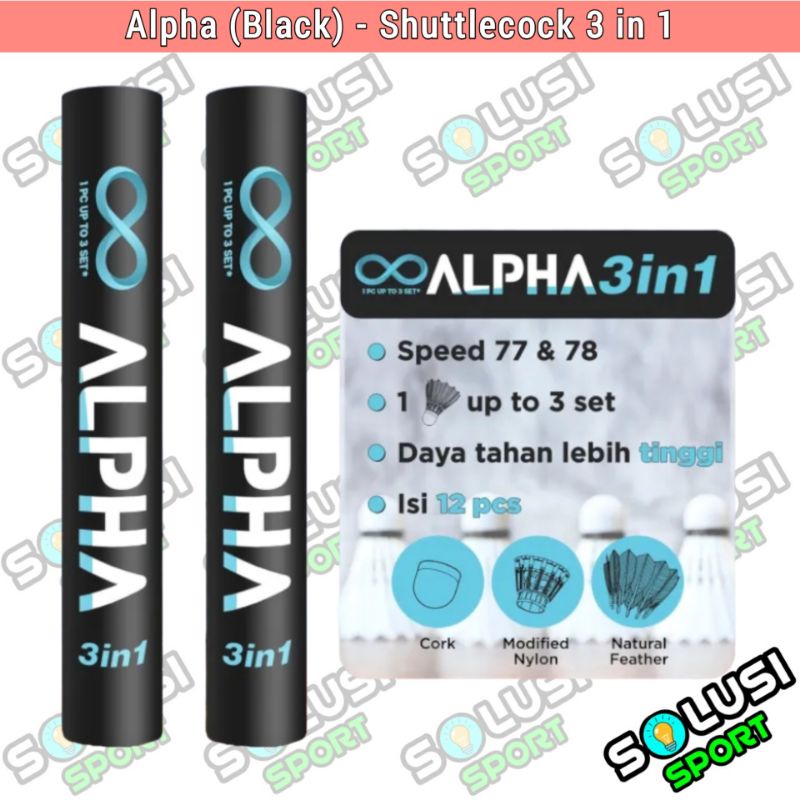 Jual ALPHA BLACK Shuttlecock 3 in 1 Kok Badminton Bulutangkis 3in1 ...
