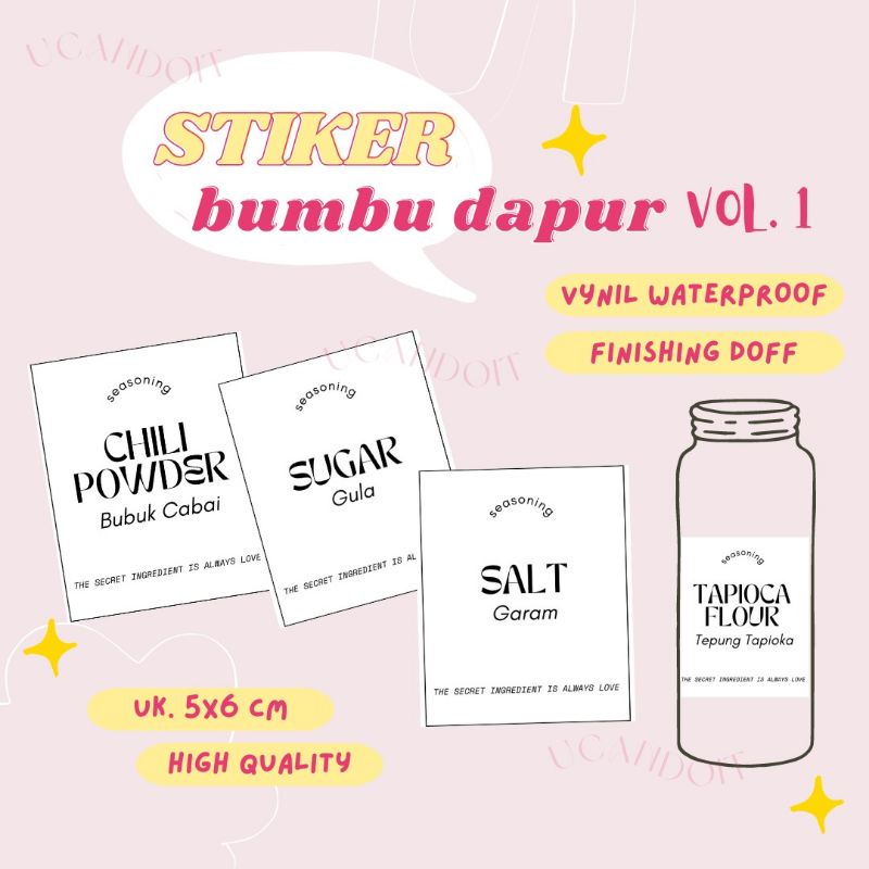 Jual Stiker Label Dapur (Bumbu, Tepung, Saos, dll) Tahan Air (Termurah ...