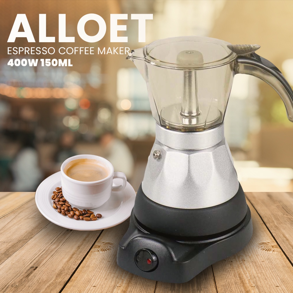 Jual Alloet Moka Pot Elektrik Espresso Coffee Maker 400W 3 Cup 150ml ...