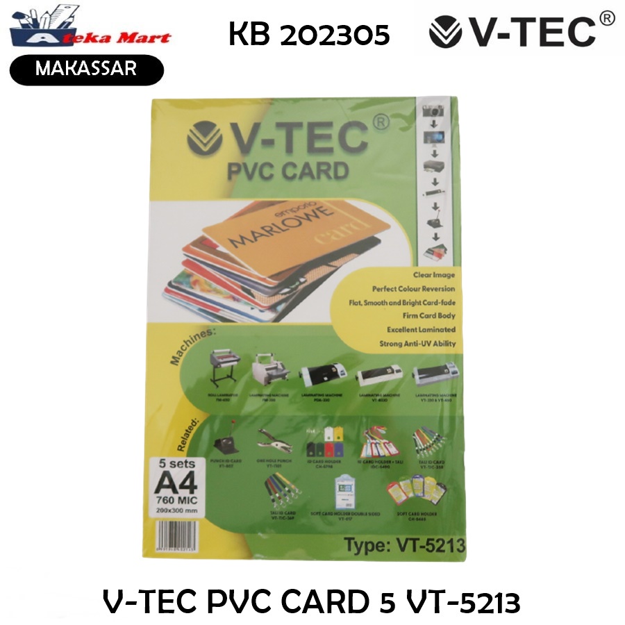 Jual [1PAK/5LEMBAR] V-TEC PVC CARD 5 VT-5213 ID CARD | Shopee Indonesia