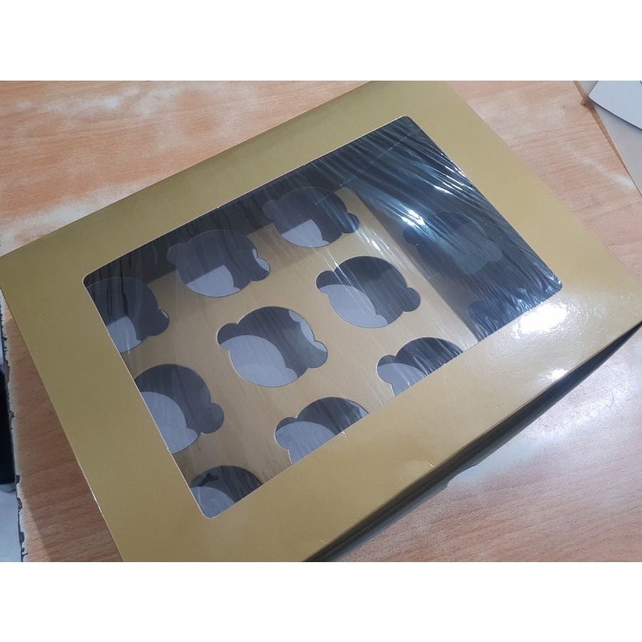 Jual Dus cupcake isi 12 gold cake box muffin box tempat kue dus kue ...