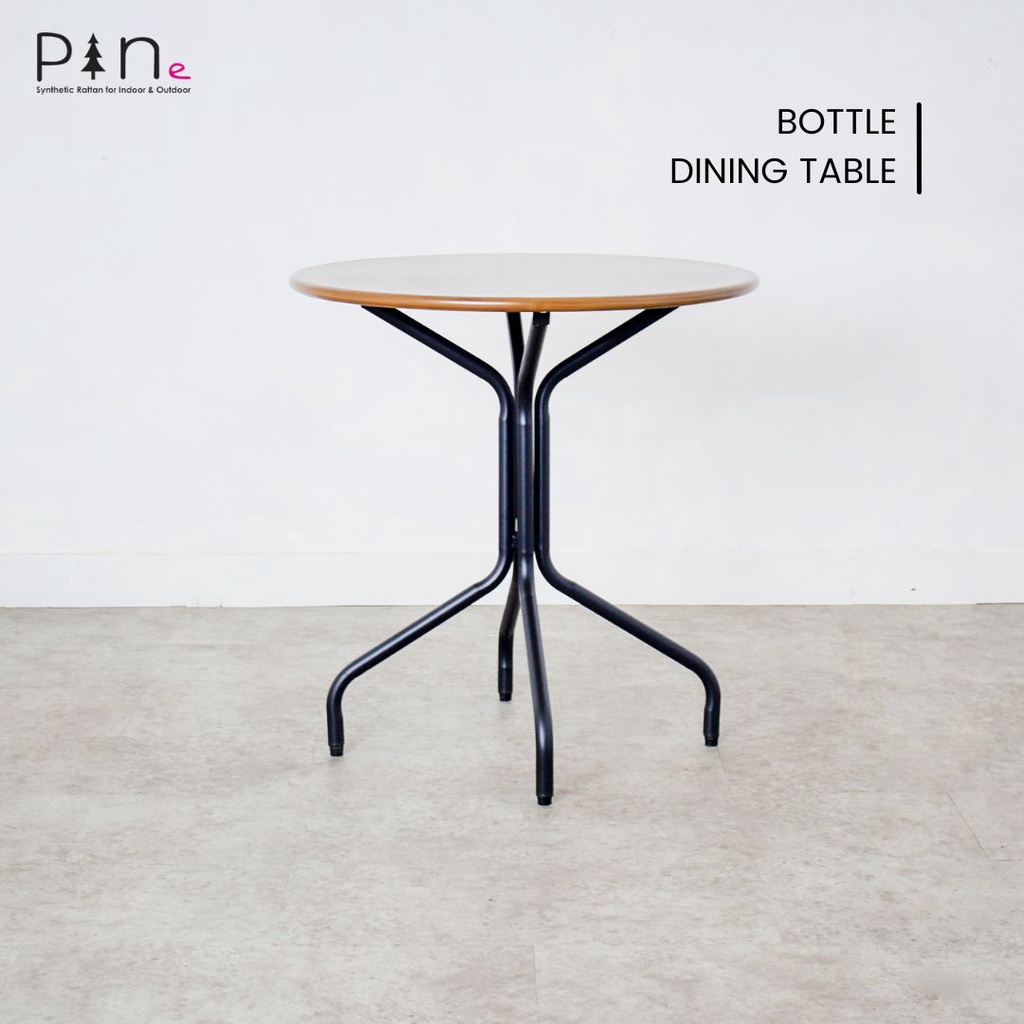 Jual Meja Makan Cafe Besi Industrial Minimalis Pine Rotan - Bottle ...