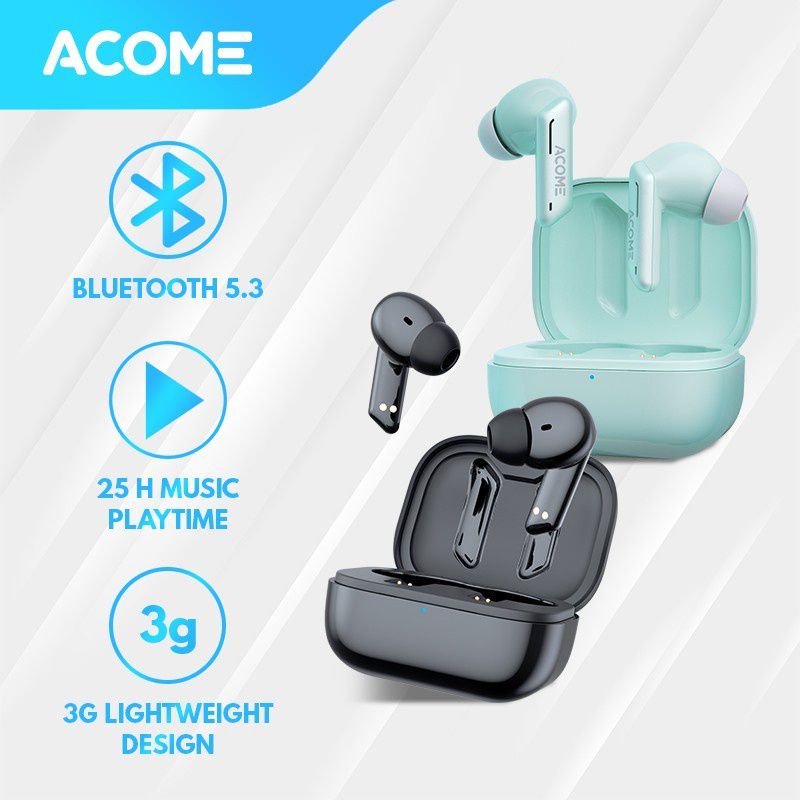 Jual Acome True Wireless Earbuds Headset Bluetooth 5.3 TWS LED Garansi ...