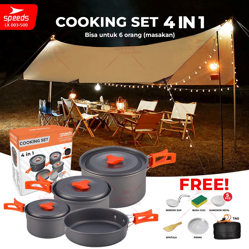 Jual SPEEDS Cooking Set Camping 4in1 Nesting Camping Alat Masak Camping ...