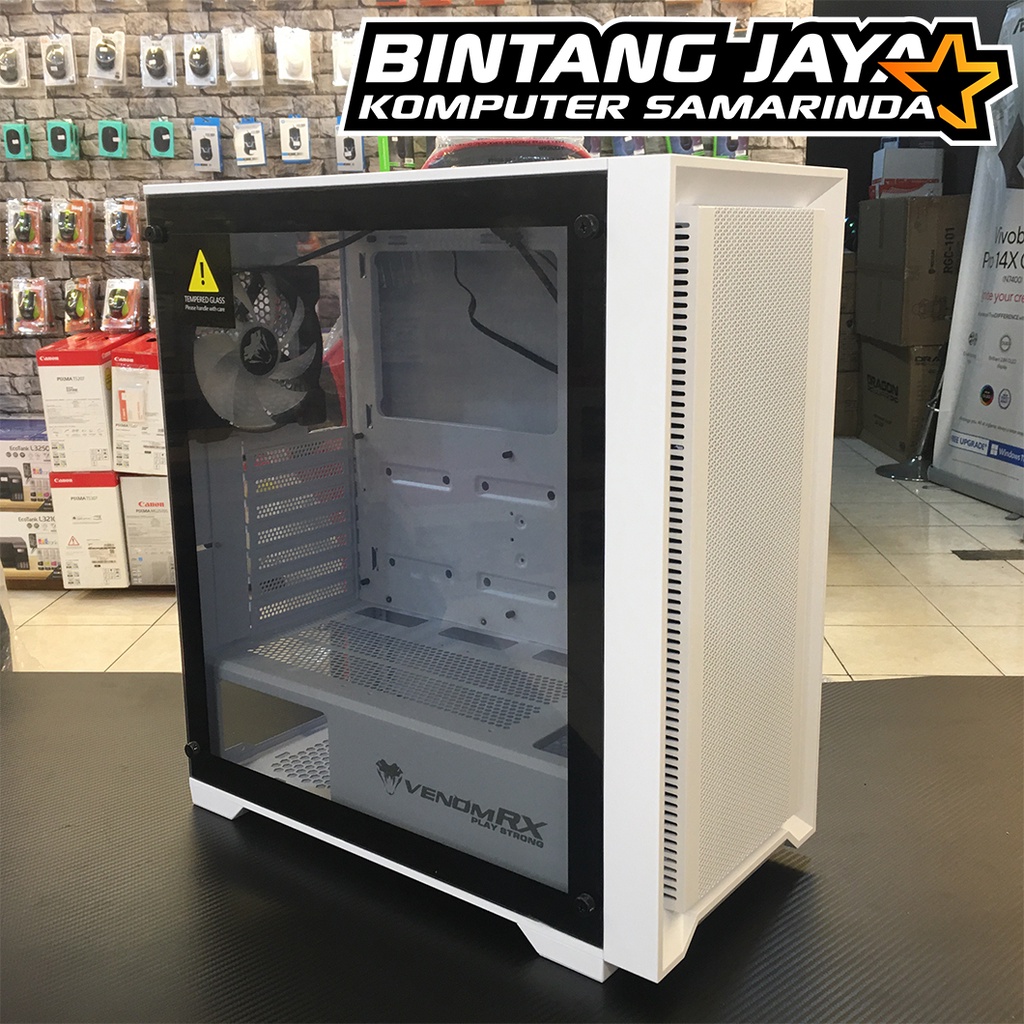 Jual Casing PC Gaming VenomRX AEGON (White) ATX Mid Tower Tempered ...