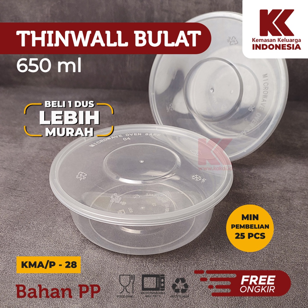 Jual THINWALL BULAT 650ML / MANGKOK 650ML / THINWALL BOWL 650ML / FOOD ...