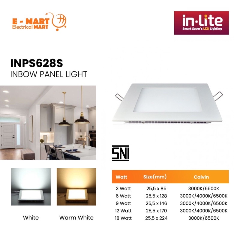 Jual Downlight INLITE IB 12W Kotak / Downlight Panel LED Tanam ...