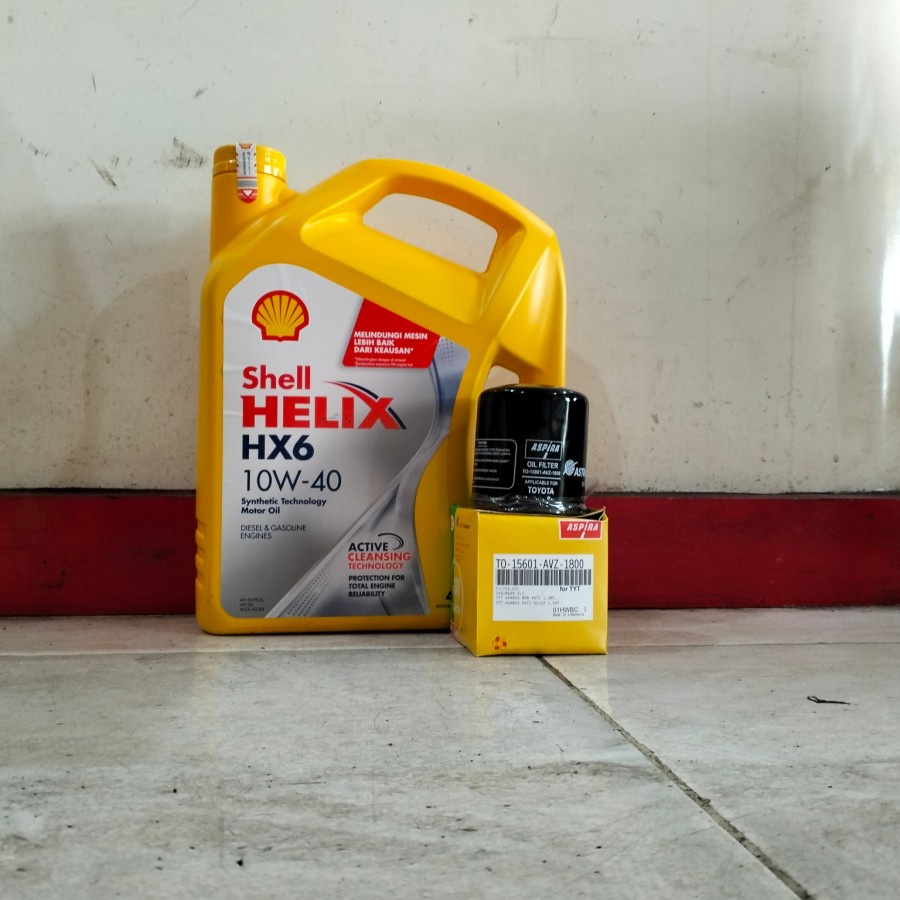 Jual Paket Oli Shell Helix HX6 10W-40 + Filter Oli Agya/ Calya/ Sigra ...