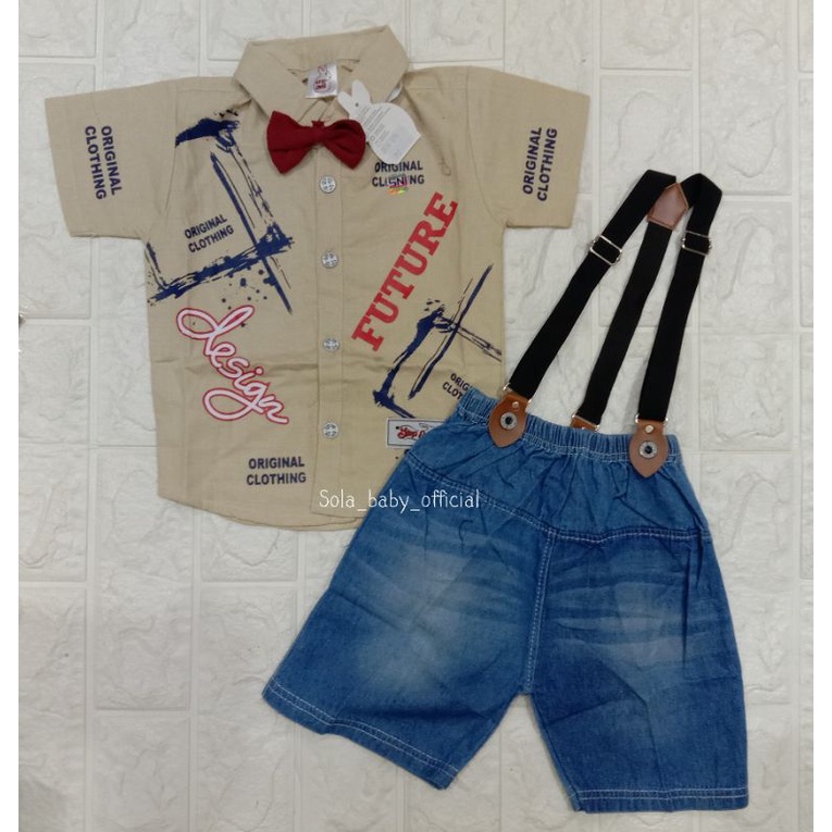 Jual Baju Setelan Kemeja Anak Suspender | Shopee Indonesia