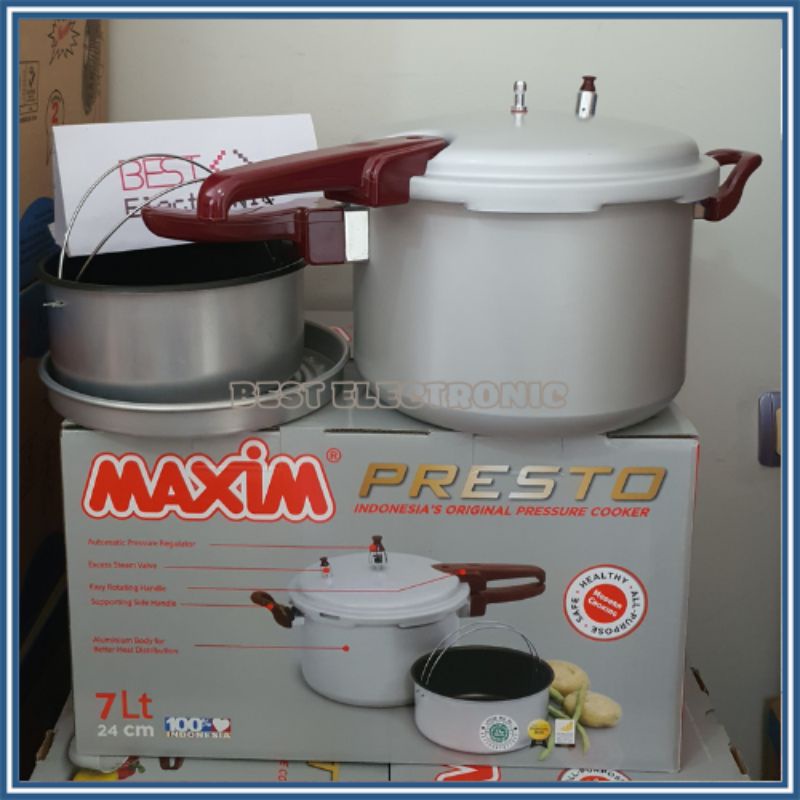Jual Presto Maxim 7 Liter 24cm Maxim Pressure Cooker 7 Liter Panci Presto Maxim Alumunium Maxim ...