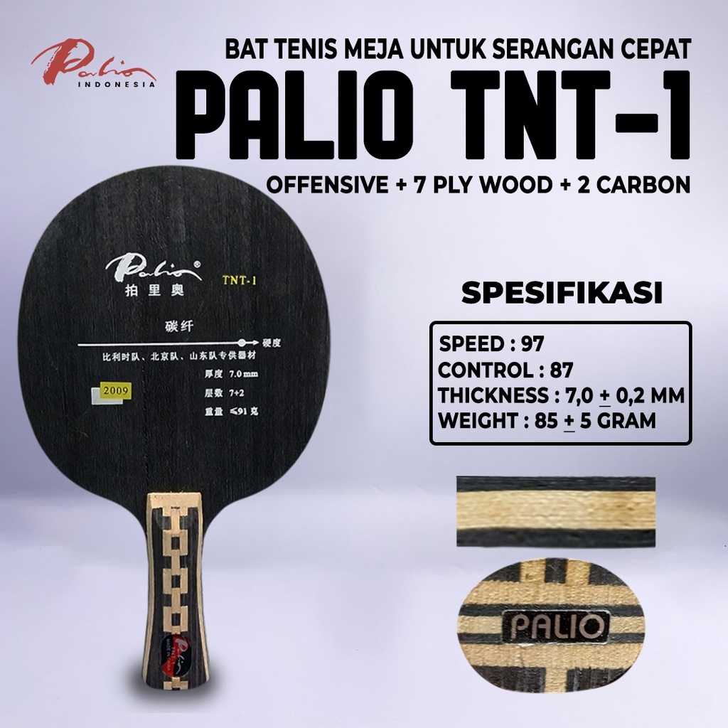 Jual Kayu Bat Tenis Meja Pingpong Palio TNT-1 2 Carbon OFF+ Offensive Plus | Shopee Indonesia