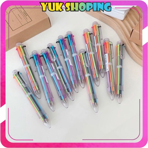 Jual YUKSHOPING Pulpen 6 Color in 1 Ballpoint Pen Office Pena 6 Warna ...