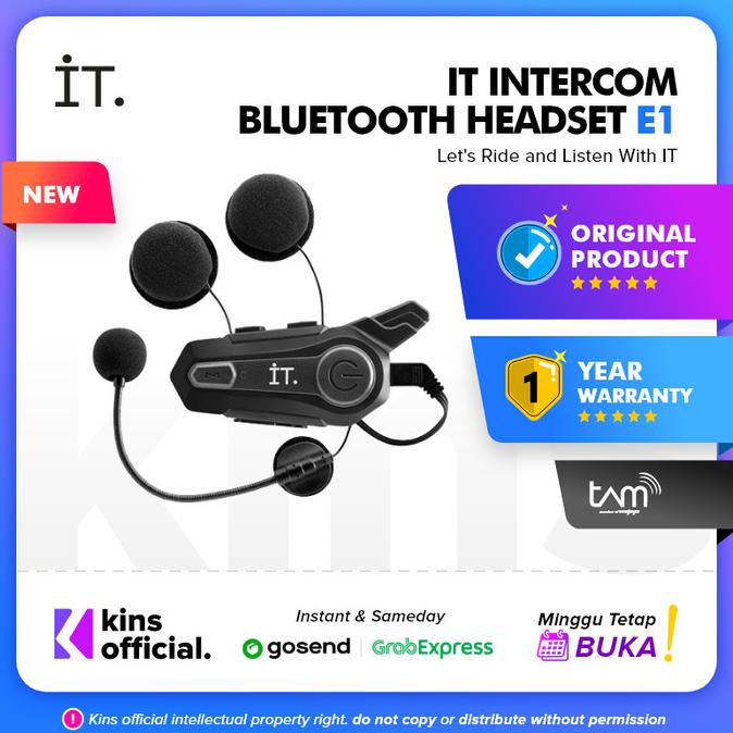 Jual IT Intercom Bluetooth Headset E1 - Garansi Resmi TAM - Black ...