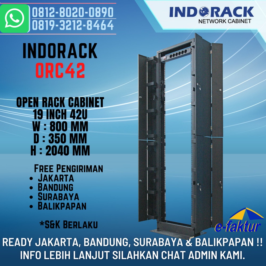 Jual ORC42 OPEN RACK CYBER INDORACK 42U WITH MANAGEMENT CABLE | Shopee ...