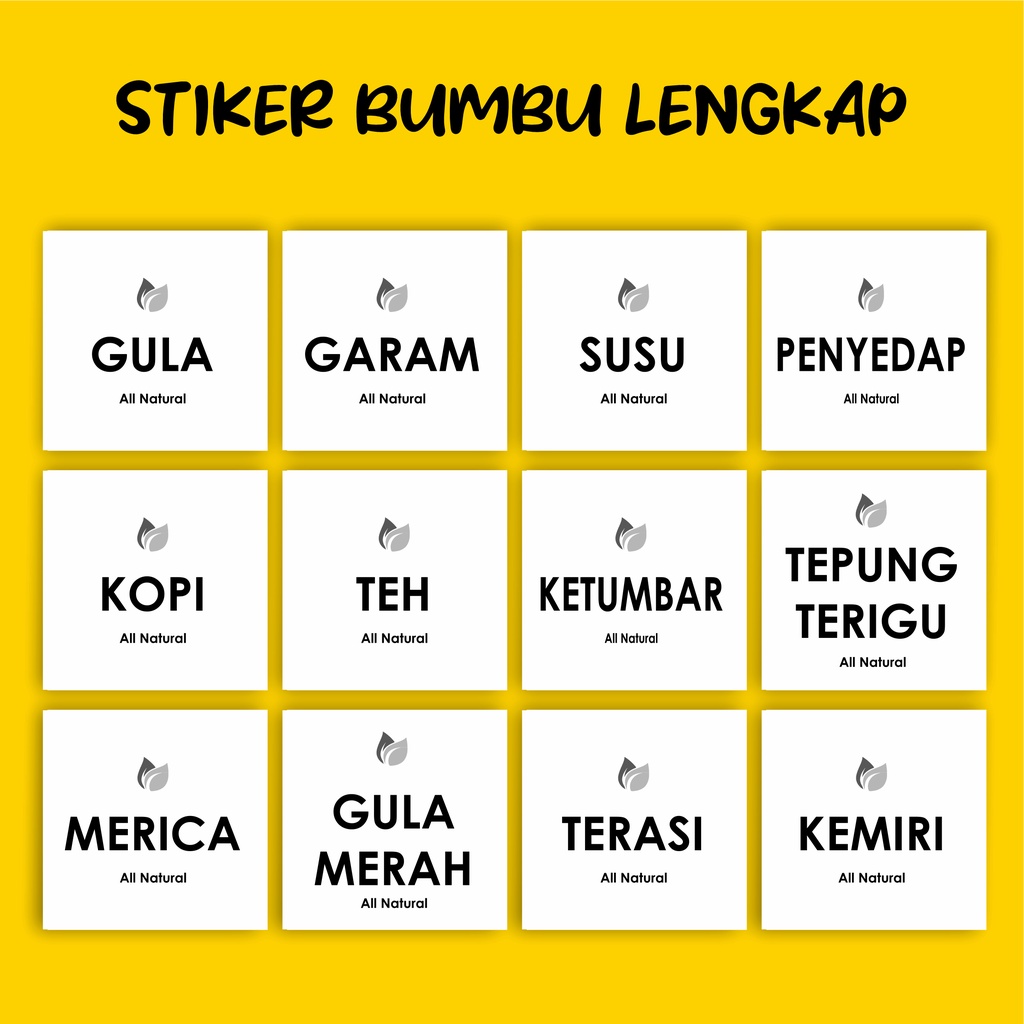 Jual ISI 12 !! STIKER BUMBU DASAR LENGKAP ANTI AIR AESTHETIC | Shopee ...