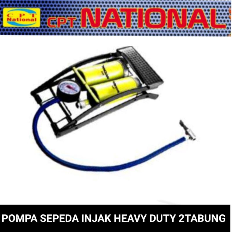 Jual pompa injak / pompa sepeda / motor / mobil 2 tabung heavy duty cpt ...