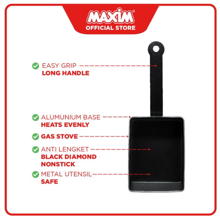 Jual Maxim Pro Wajan Teflon Anti Lengket 7 Inch Eggpan Tamagoyaki ...