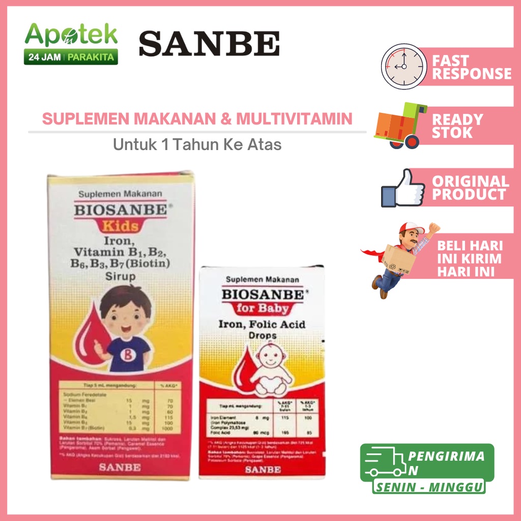 Jual Biosanbe Kids Sirup/ Drops For Baby Suplemen Zat Besi | Shopee ...