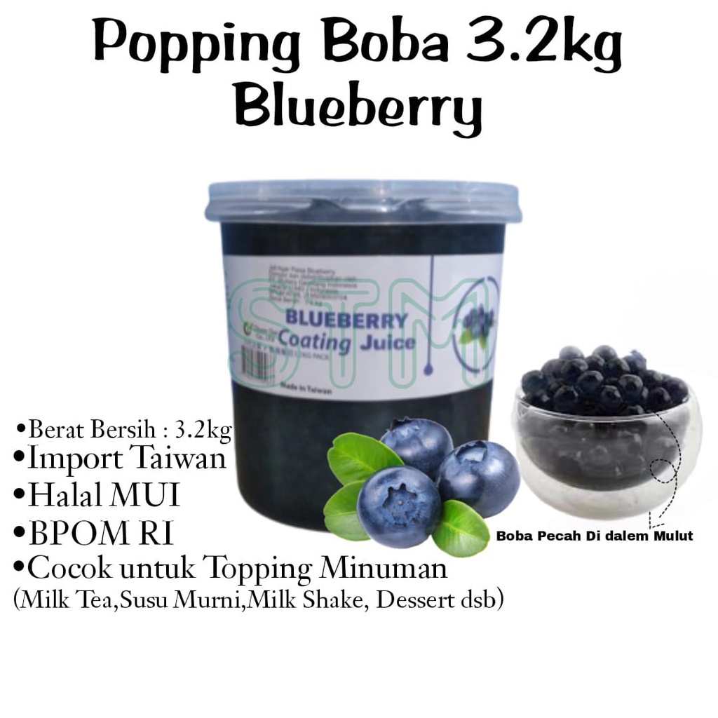 Jual Popping boba Coating Juice Bluebery Premium 3,2kg poping boba ...