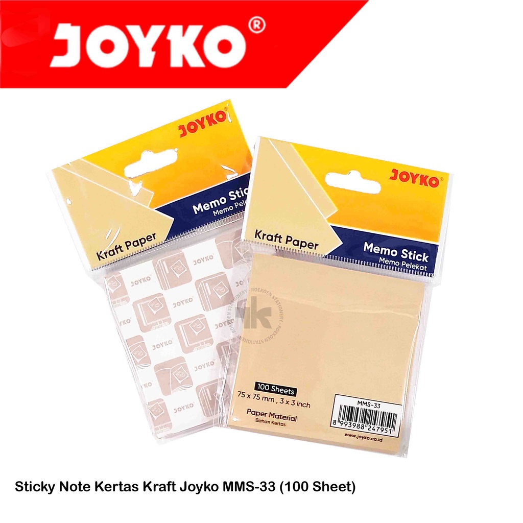 Jual Joyko Sticky Note Kertas 76x76mm MMS-33 Kraft (100 Sheets) Coklat ...