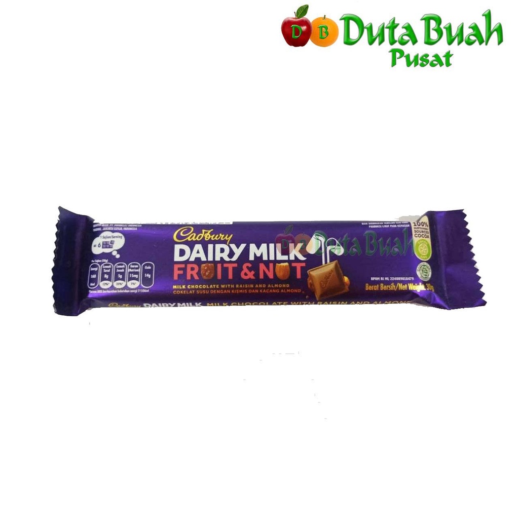 Jual DUTA BUAH Cadbury Dairy Milk Fruit & Nut (30g) | Shopee Indonesia