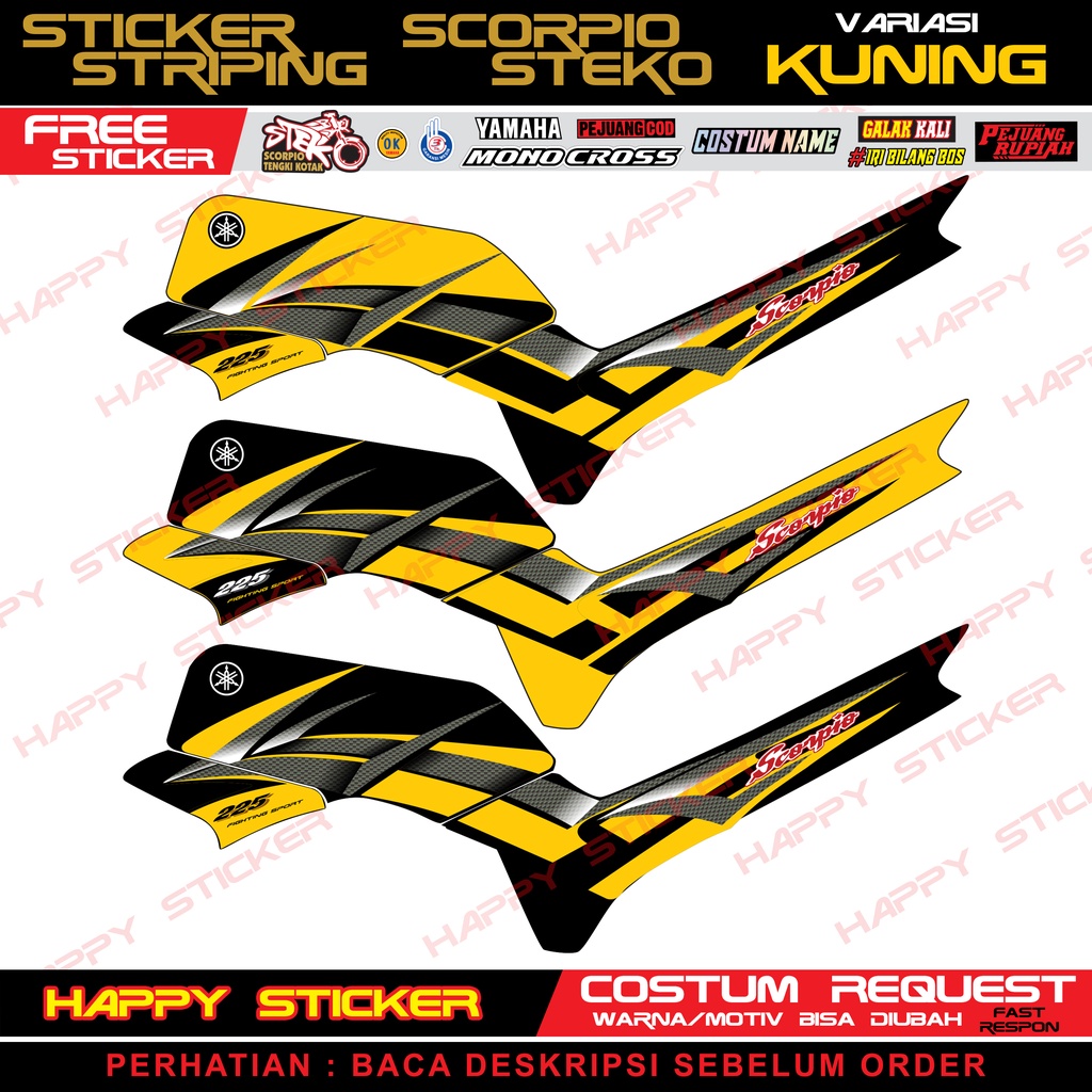 Jual Stiker Striping Scorpio Steko Variasi Kuning | Shopee Indonesia
