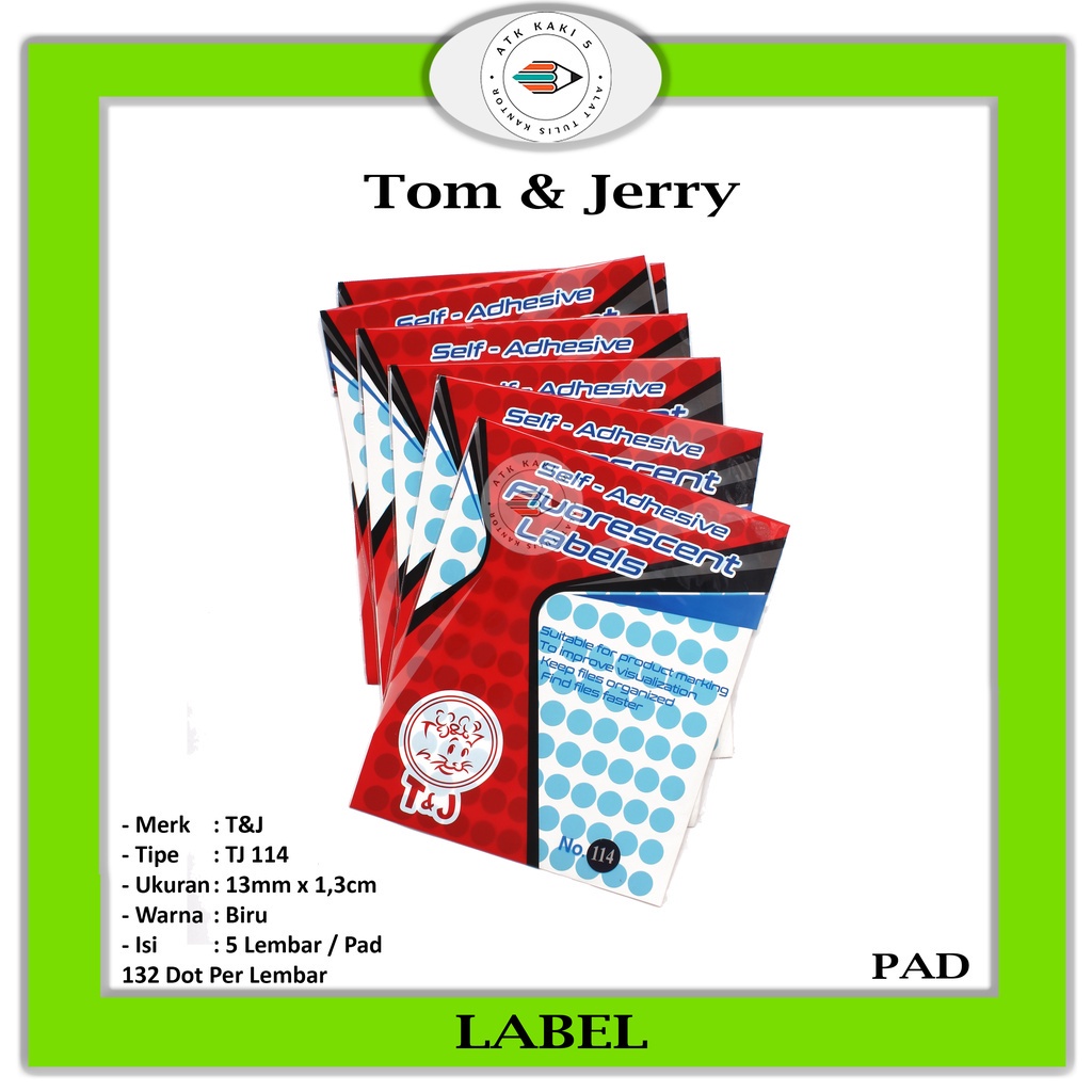 Jual TOM & JERRY - Color Dot Labels 114 Biru Label Bulat 13mm - Pad ...