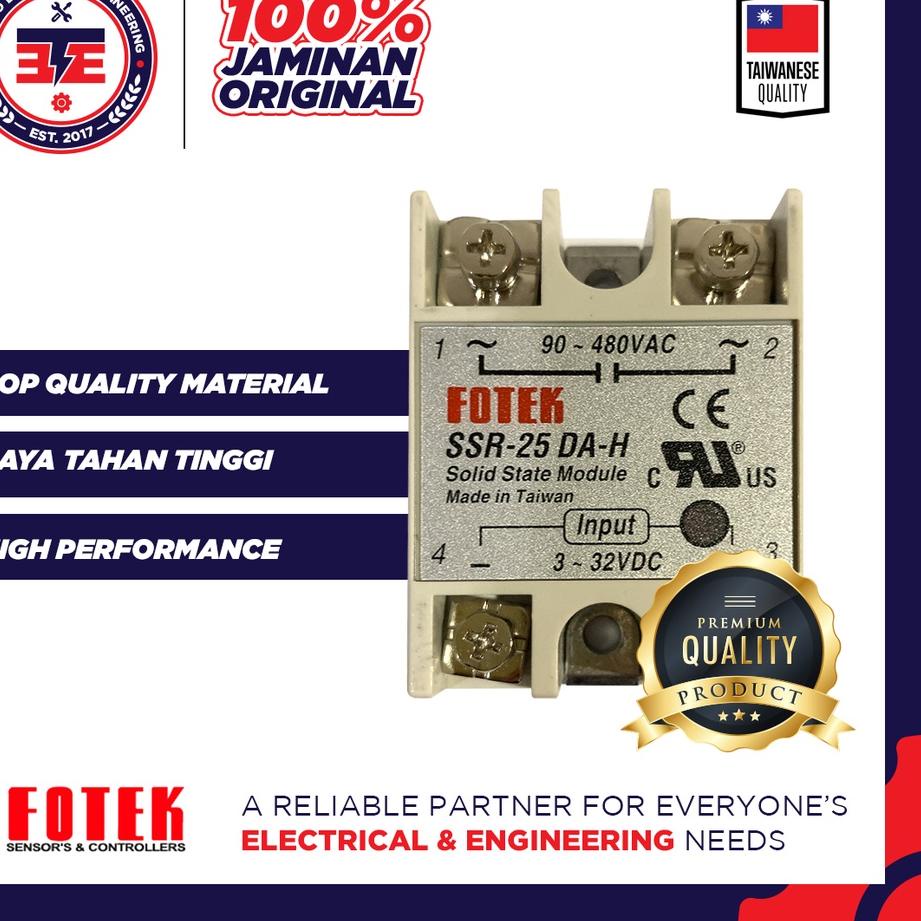 Jual Promo Fotek SSR-25DA-H MADE IN TAIWAN SSR 25DAH Solid State Relay Fotek 25 Amper DC to AC ...
